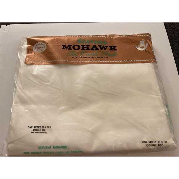 Other | Vintage New Stevens Mohawk One Sheet 81x18 Double Bed White D28 ...